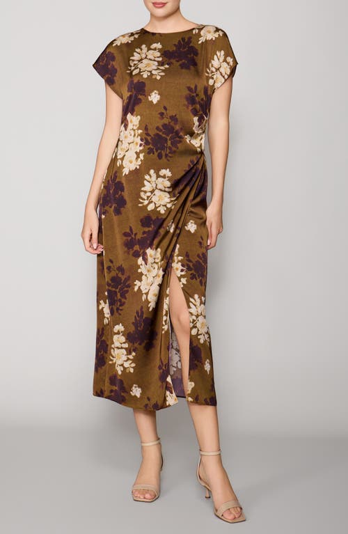 MELLODAY MELLODAY Cap Sleeve Floral Print Satin Midi Dress